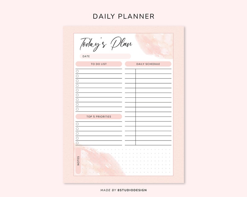 Daily Planner Template Planner Printable to Do List Day - Etsy