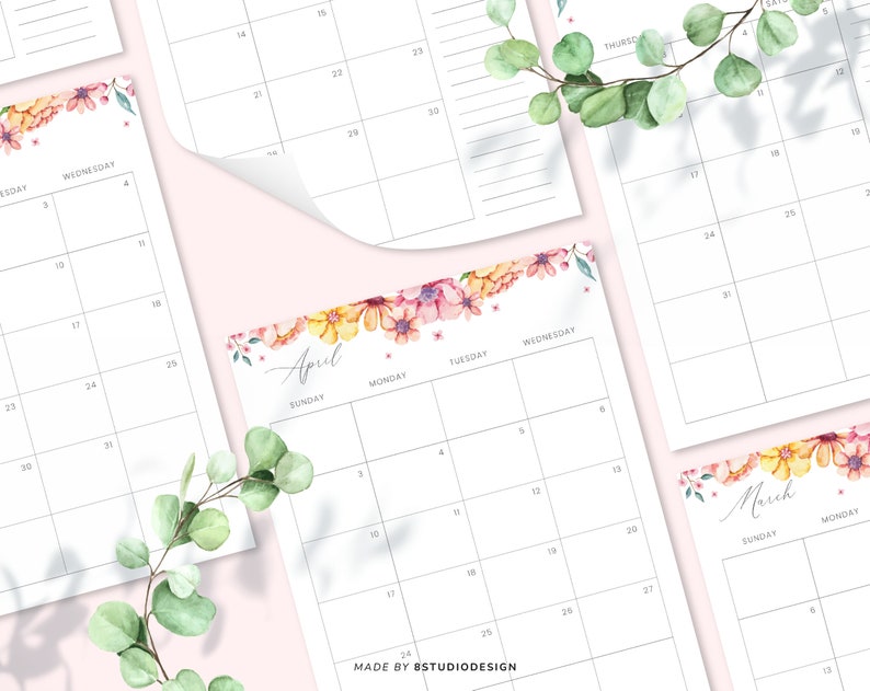 2022 Monthly Planner Printable, Dated Month on 2 Pages, Monthly ...