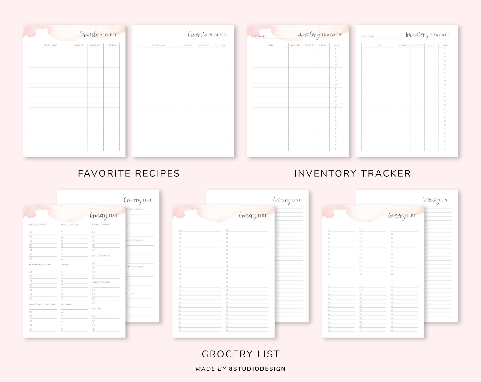 Meal Planner Printable Bundle - Weekly Meal Planner, Grocery List ...