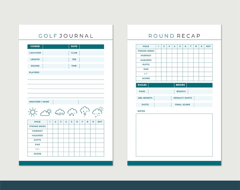 Golf Journal Planner Template - KDP Interiors Editable, Printable PDF ...