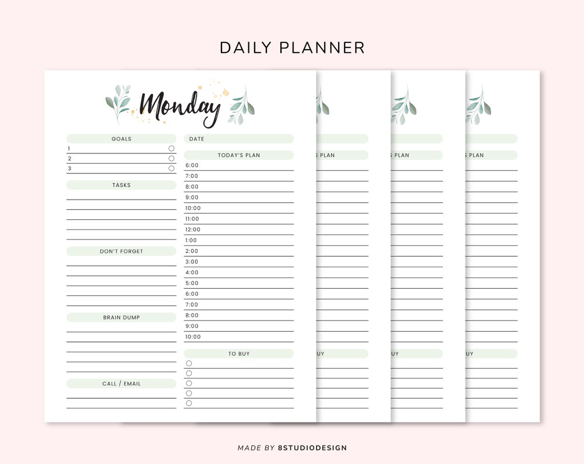 Daily Planner Template Planner Printable to Do List Day - Etsy