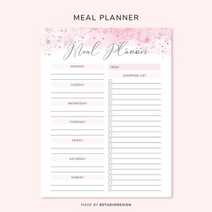 Meal Planner Template Planner Printable, Menu Planner, Grocery List ...