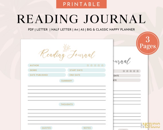Reading Journal Planner Printable Reading Log Reading - Etsy