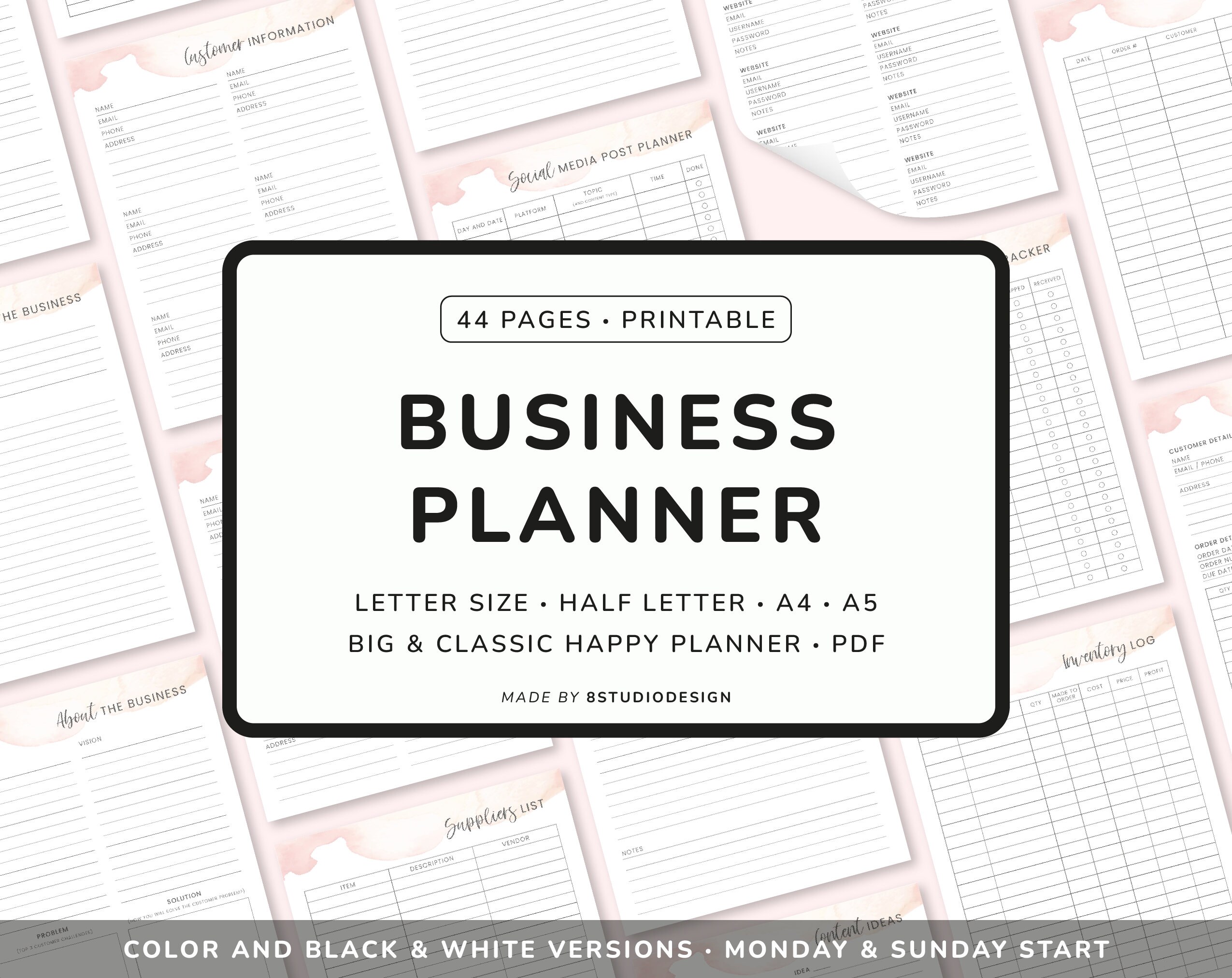 Business Planner Planner Printable, Small Business, Business Organizer ...