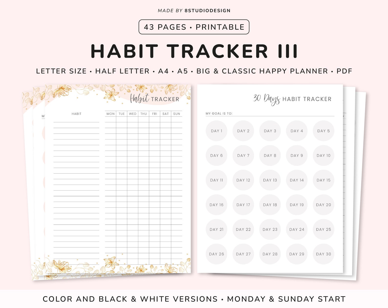 Habit Tracker Planner Printable, Month Habit Tracker, Habit Tracking ...