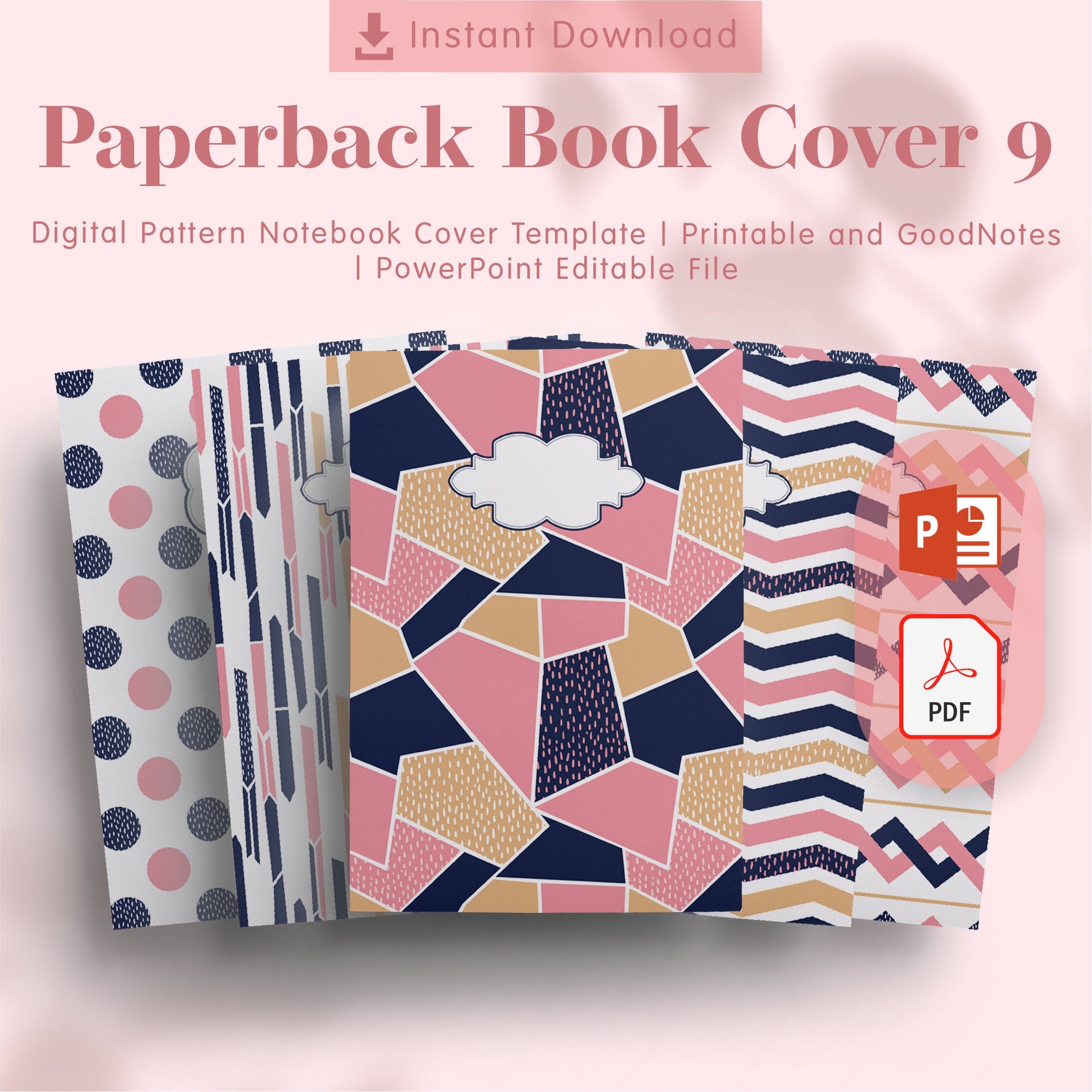 Paperback Book Cover 9 | 6x9+8.5x11 100pages | Digital Pattern Notebook ...