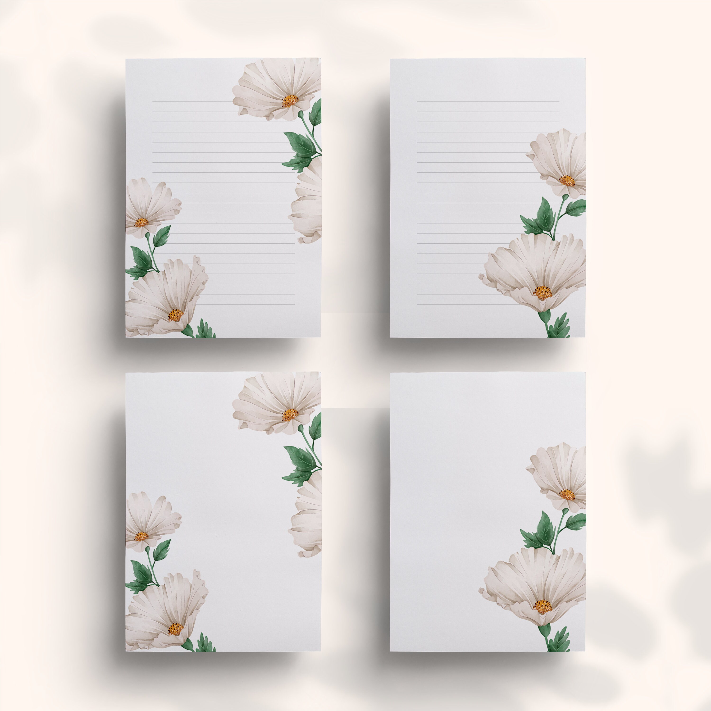 Watercolor Floral Printable Stationery 3 - Lined and Unlined ...