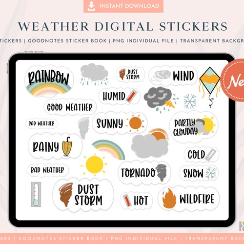 Weather Digital Stickers for Goodnotes Planner Goodnotes - Etsy