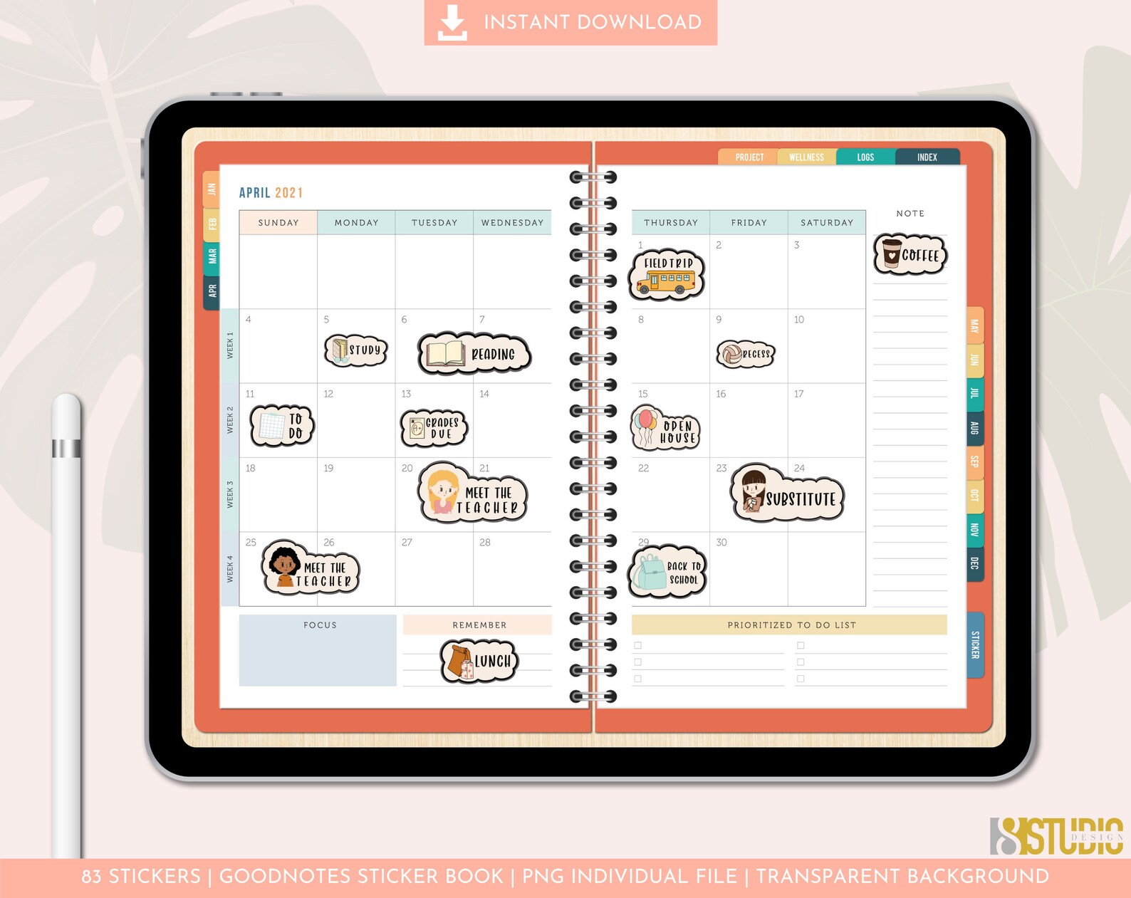 Teacher Stickers for Goodnotes School Pre-cropped Digital - Etsy