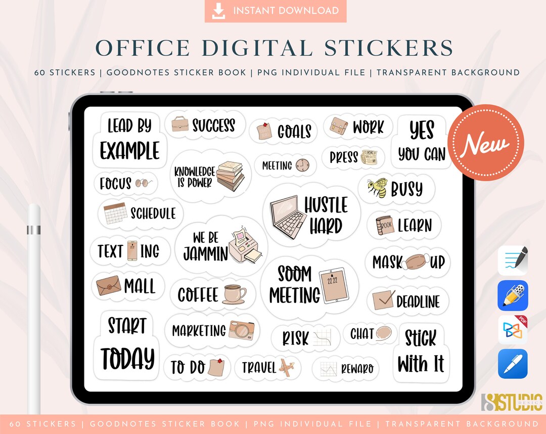 Office Digital Stickers Digital Stickers Book, Goodnotes and PNG ...