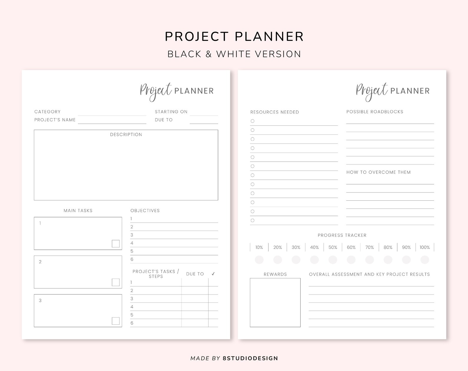 Project Planner Printable Productivity Planner Project - Etsy