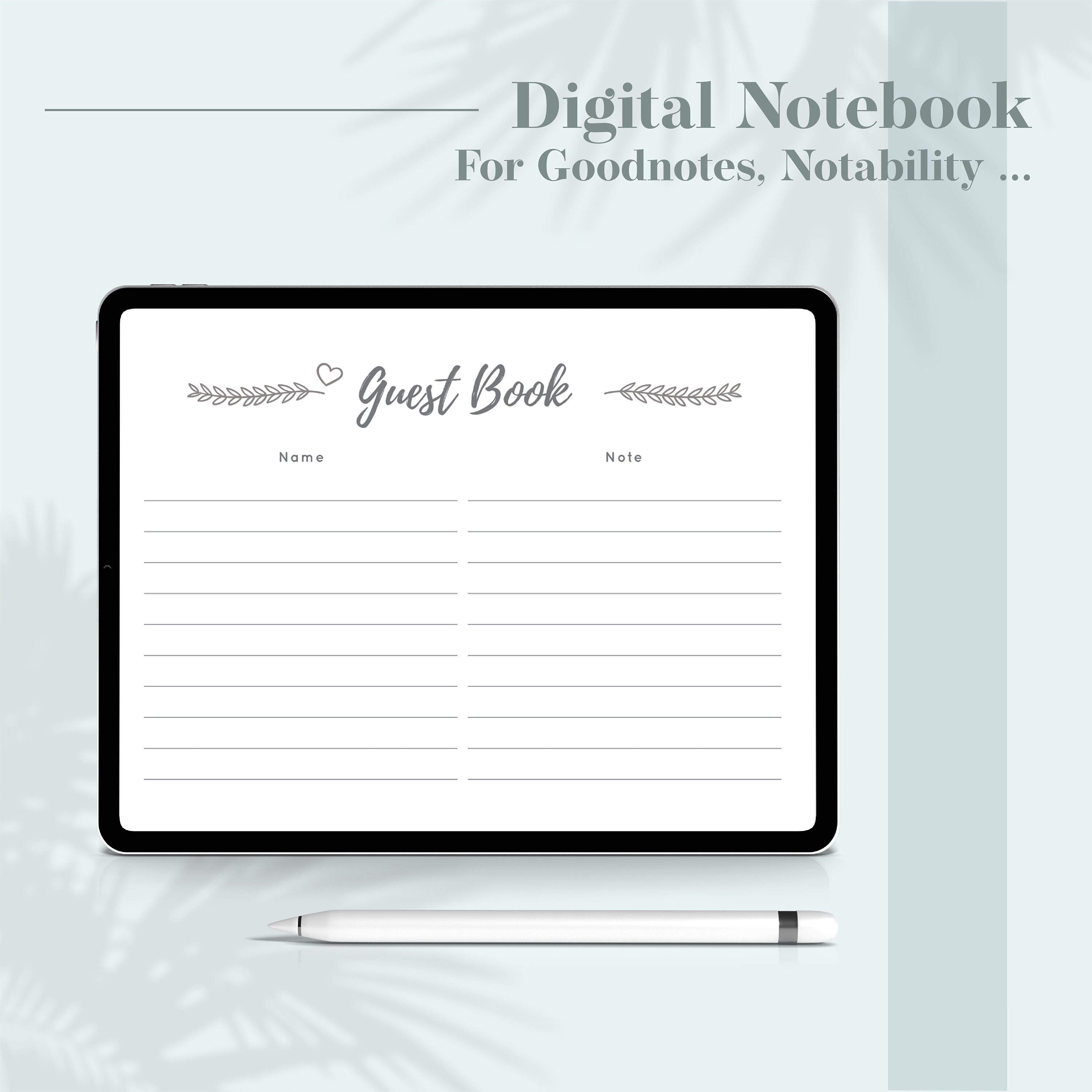 Guest Book Printable Template - Size 8.25 X 6 in - KDP Interiors ...