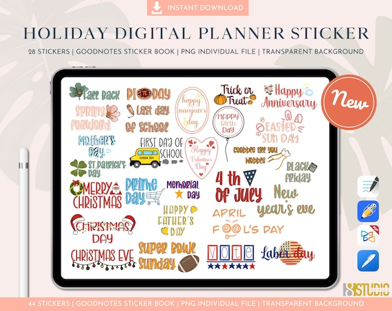 Holiday Digital Planner Stickers Digital Stickers for | Etsy