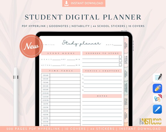 Student Digital Planner College School Ipad Planner Academic | Etsy