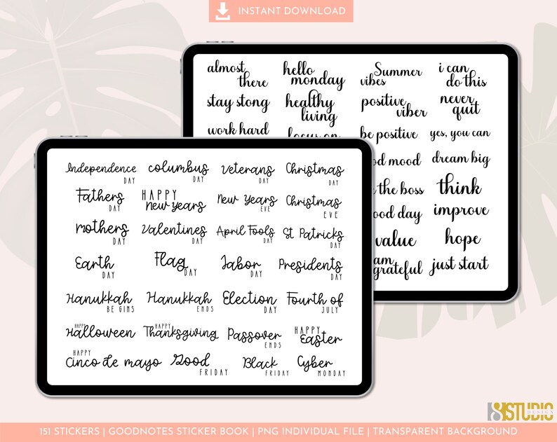 Calendar Stickers Digital - DIGITAL Planner Stickers, Clipart ...