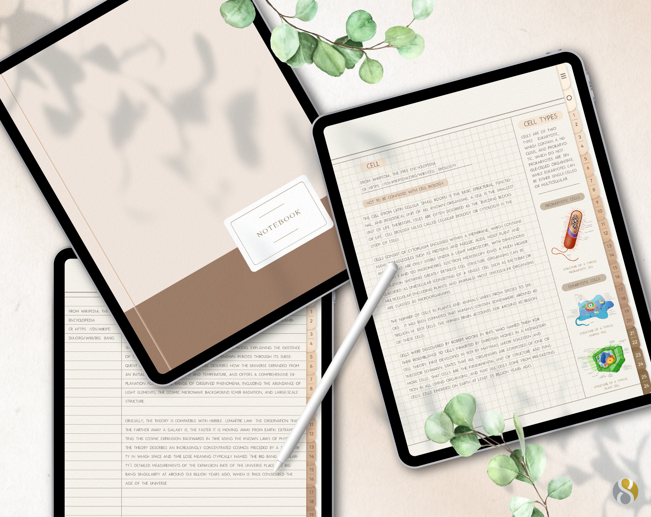 Digital Notebook - 26 Subjects, Beige Color, Goodnotes, Notability ...
