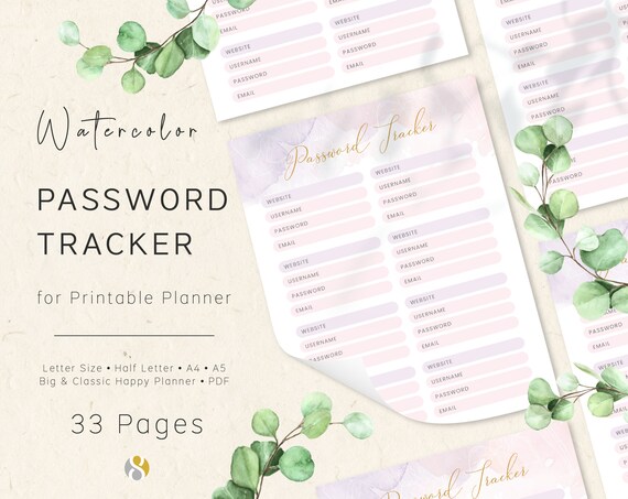 Password Tracker Planner Printable Password Keeper - Etsy