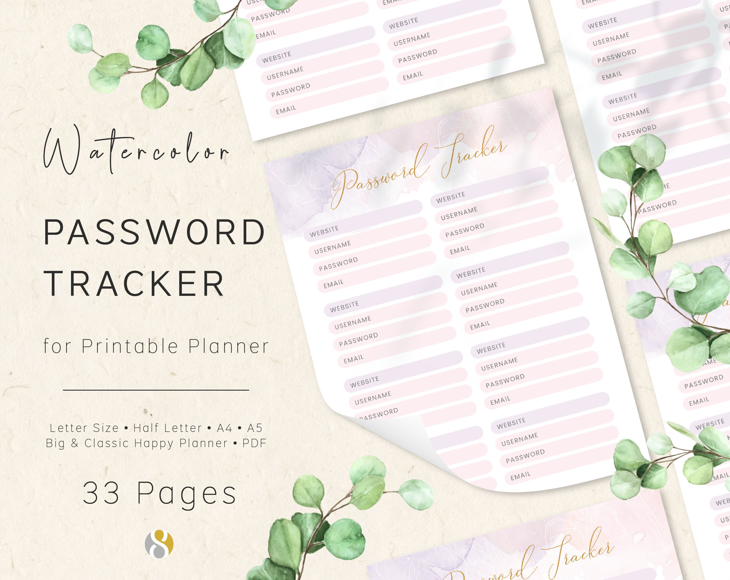 Password Tracker - Planner Printable, Password Keeper, Password Log ...
