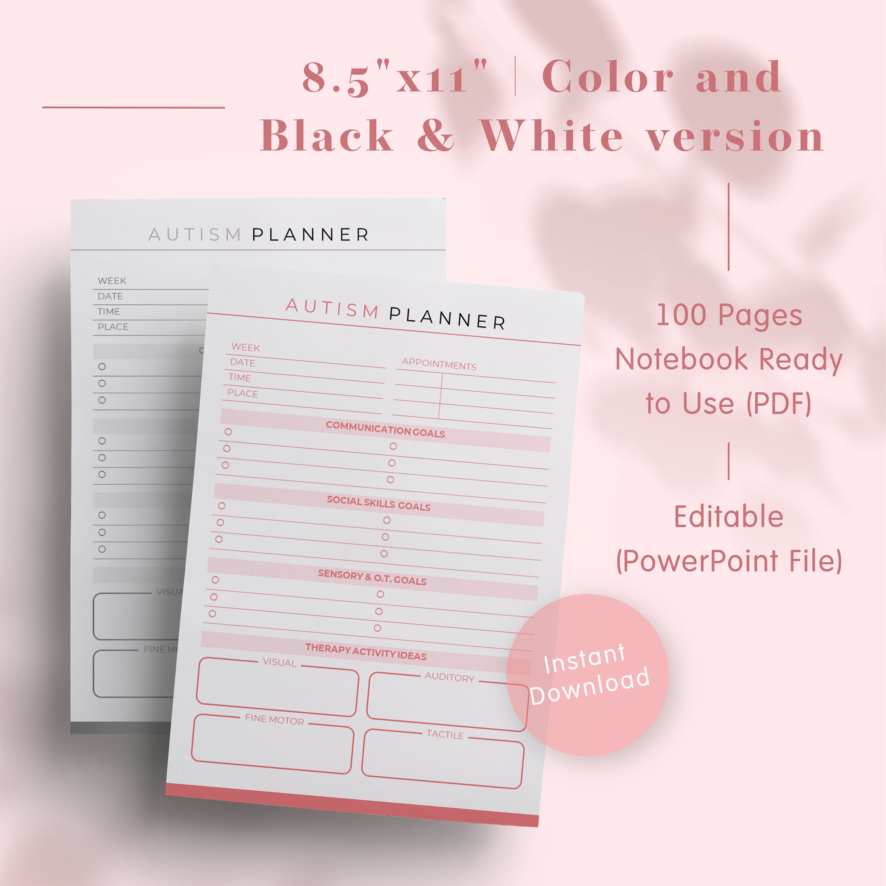 Autism Planner Template - KDP Interiors Editable, Printable PDF ...