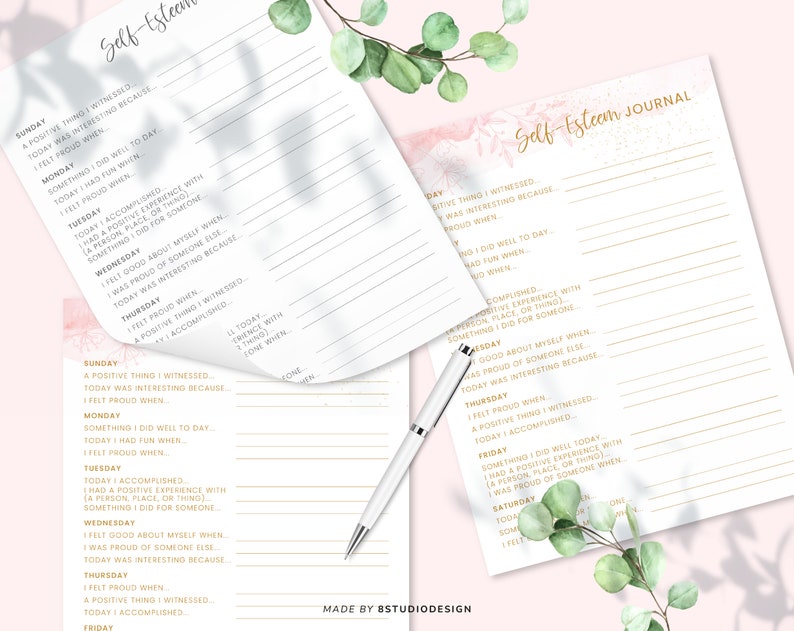 Self-esteem Journal Planner Printable, Self Esteem, Self Love, Self ...