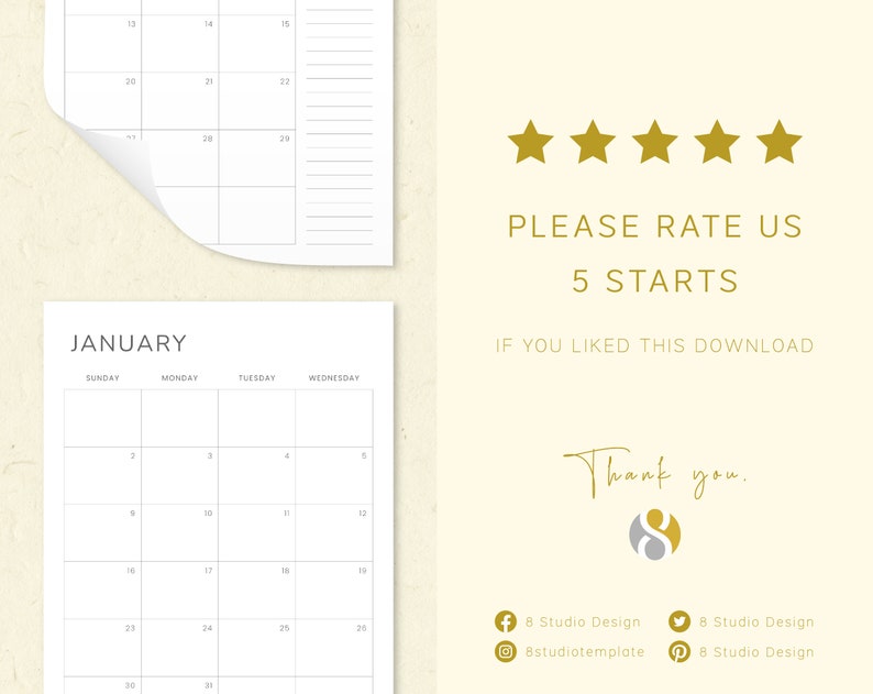 2022 Monthly Planner Printable Dated Month on 2 Pages | Etsy