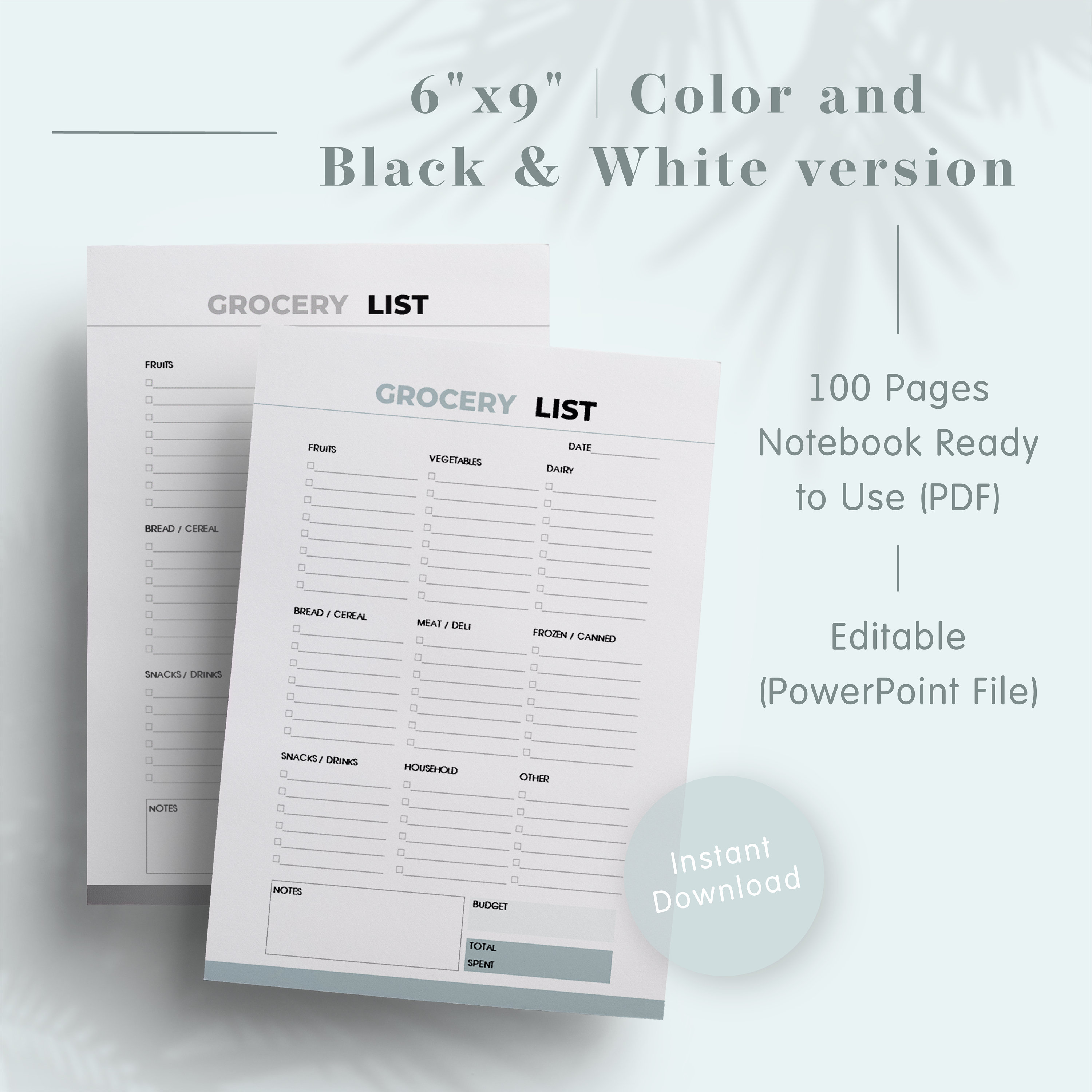 Grocery Shopping List Printable Template KDP Interiors Editable ...