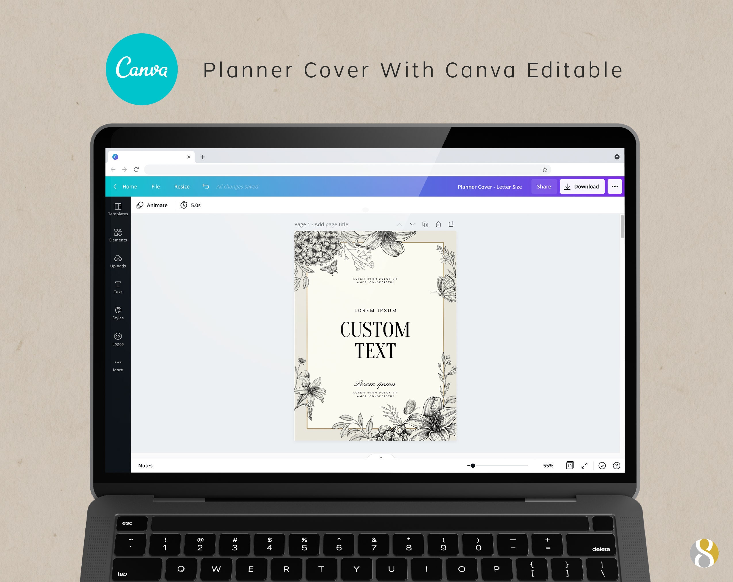 Editable Planner Cover - 10 Canva Editable Covers for Digital Notebook ...