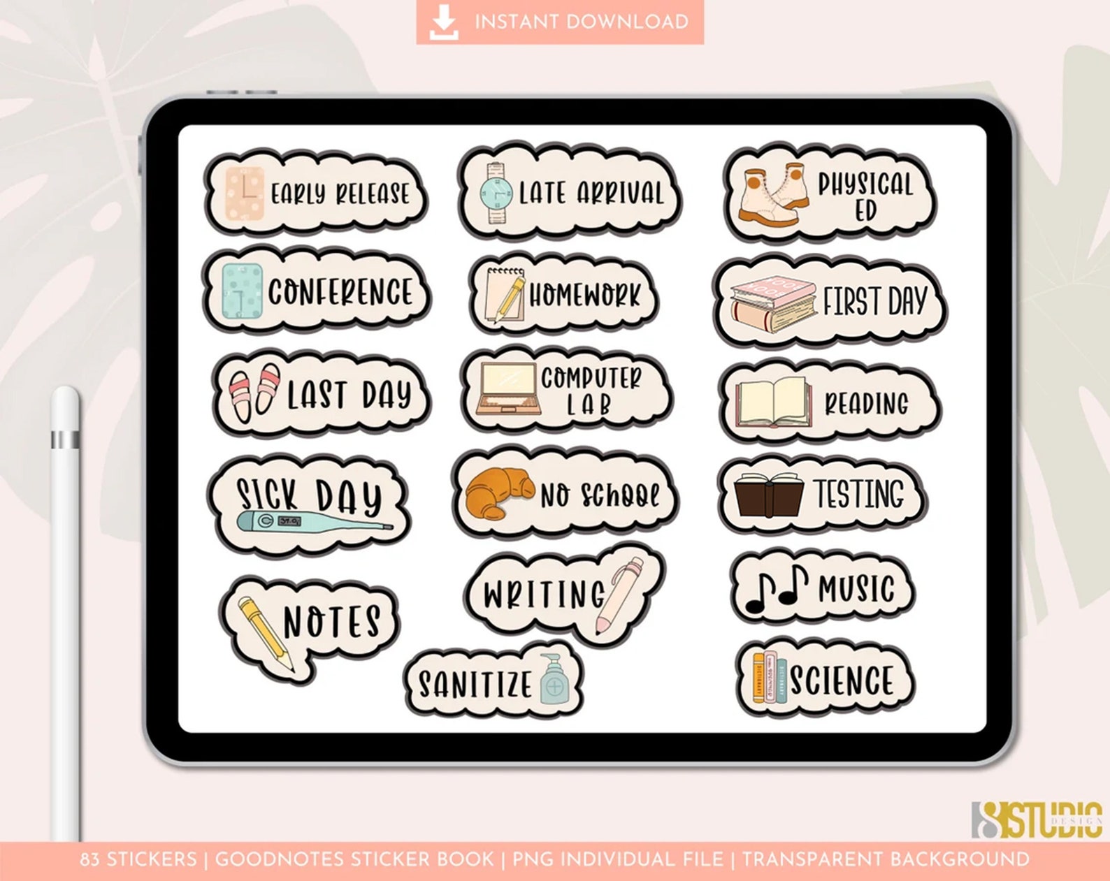 Teacher Stickers for Goodnotes School Pre-cropped Digital - Etsy