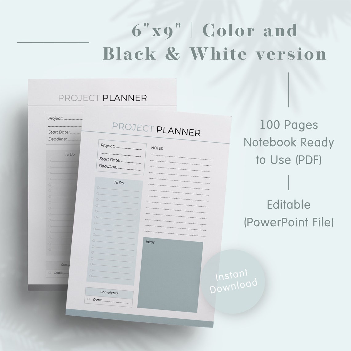 Project Draft Planner Printable Template KDP Interiors Editable ...