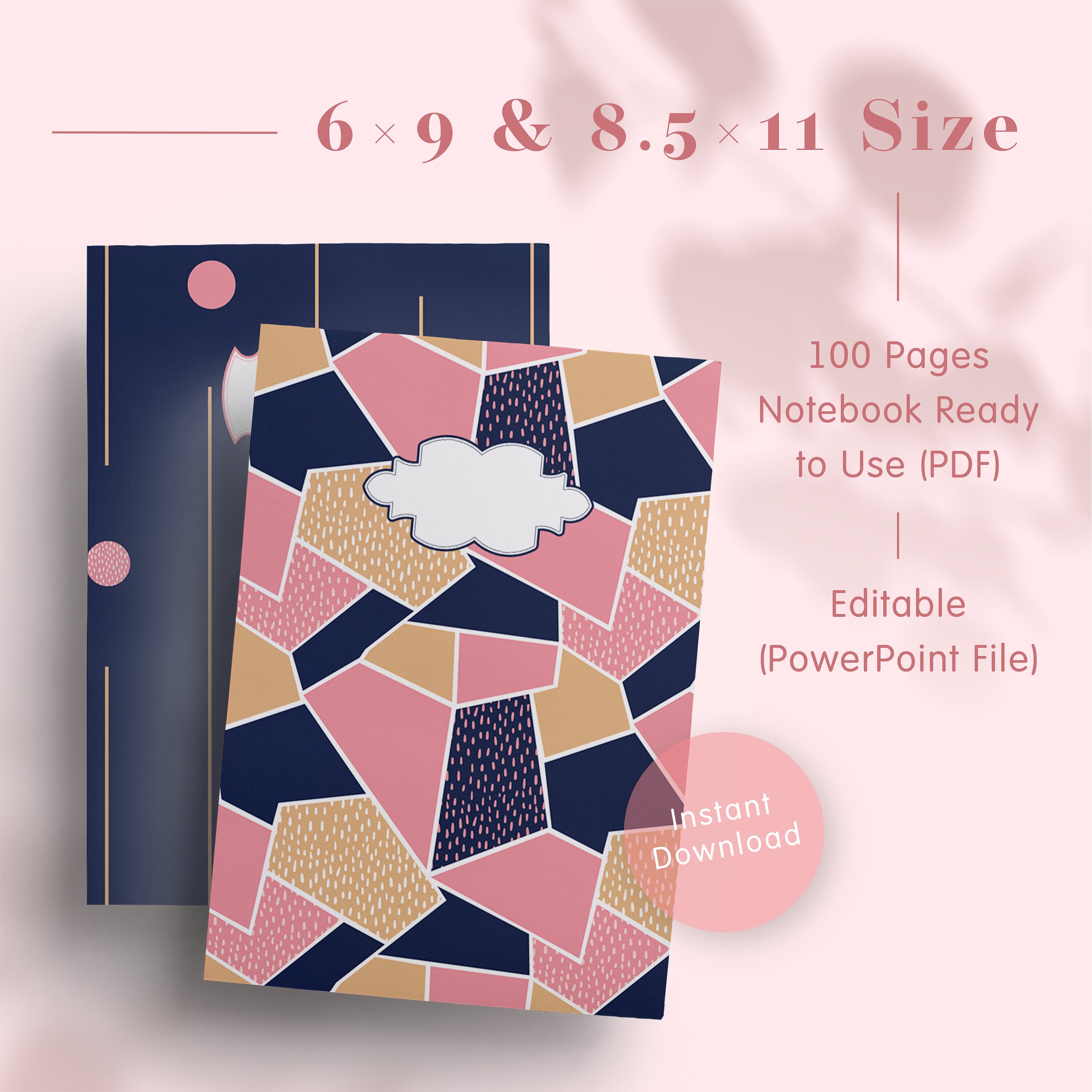 Paperback Book Cover 9 | 6x9+8.5x11 100pages | Digital Pattern Notebook ...