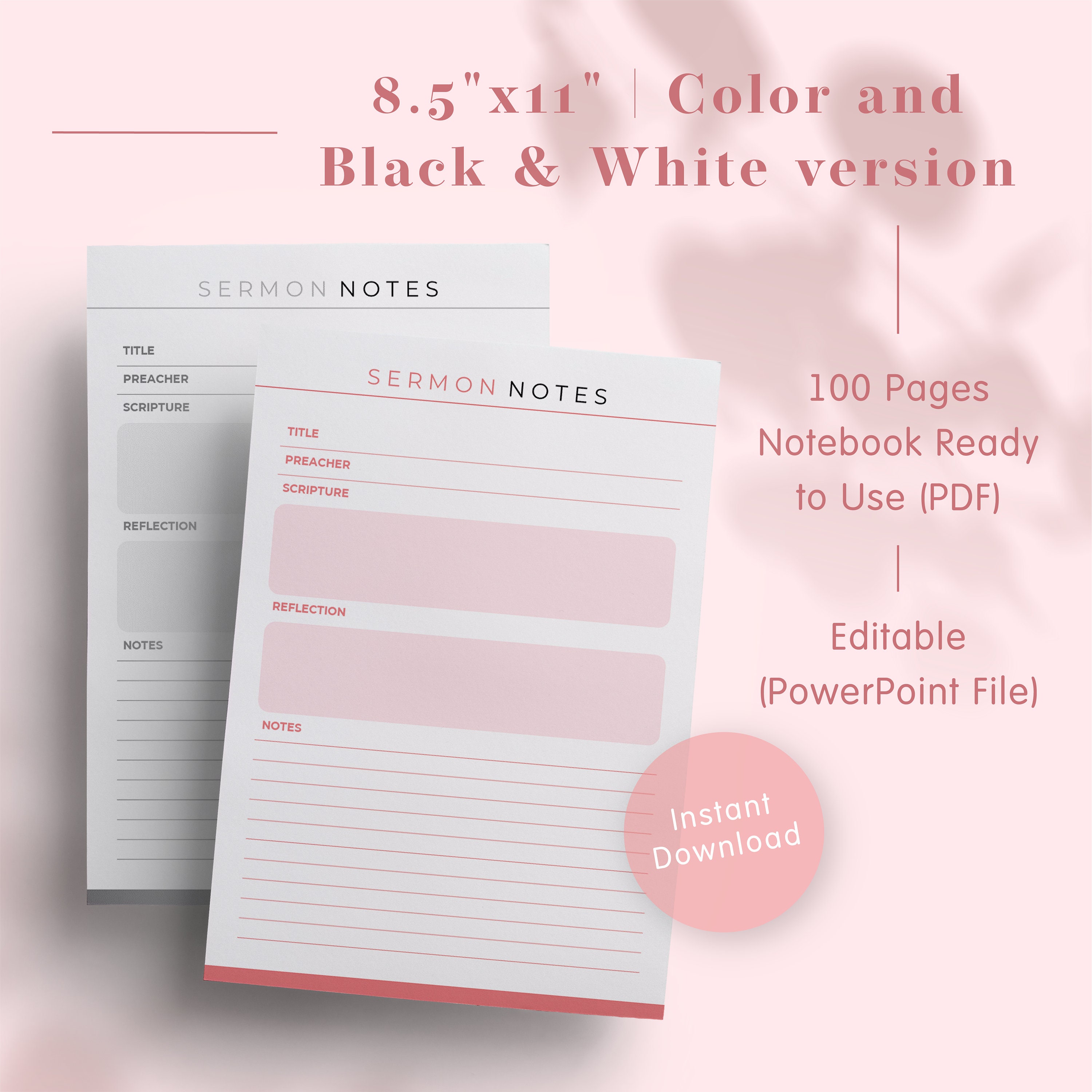 Sermon Notes Planner Template KDP Interiors Editable, Printable PDF ...