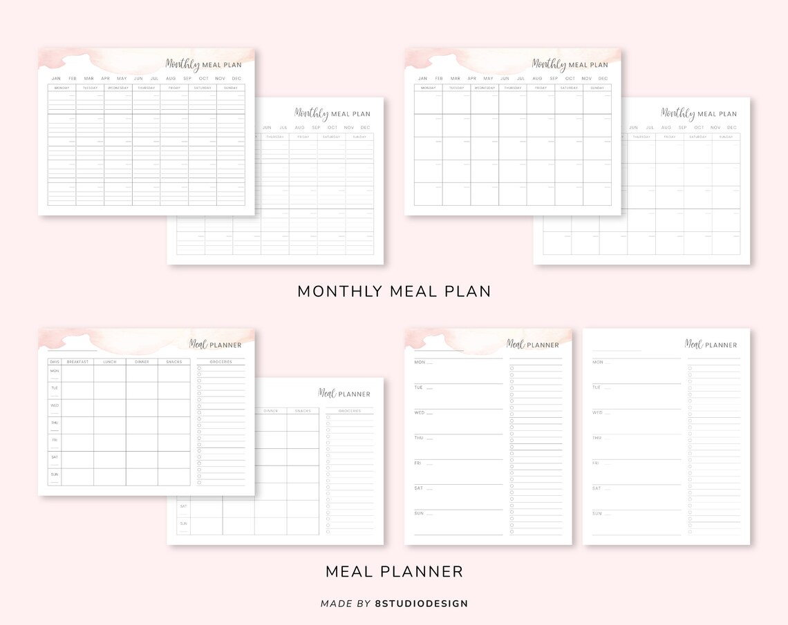 Meal Planner Printable Bundle Weekly Meal Planner, Grocery List, Recipe ...