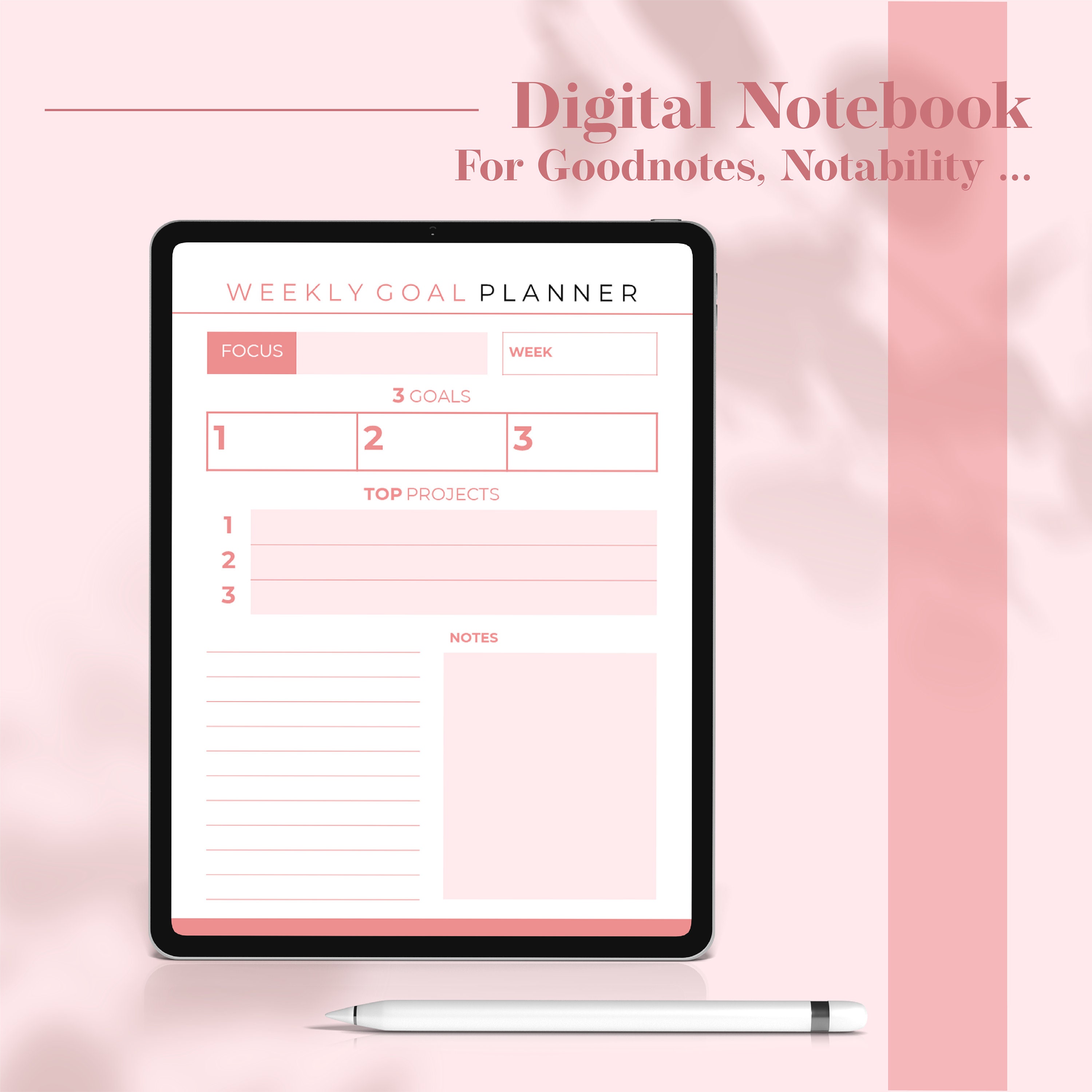 Weekly Goal Planner Template KDP Interiors Editable, Printable PDF ...