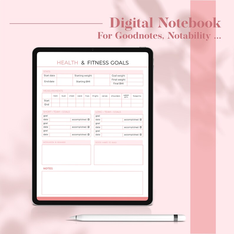 Health and Fitness Goals Planner Template KDP Interiors Editable ...