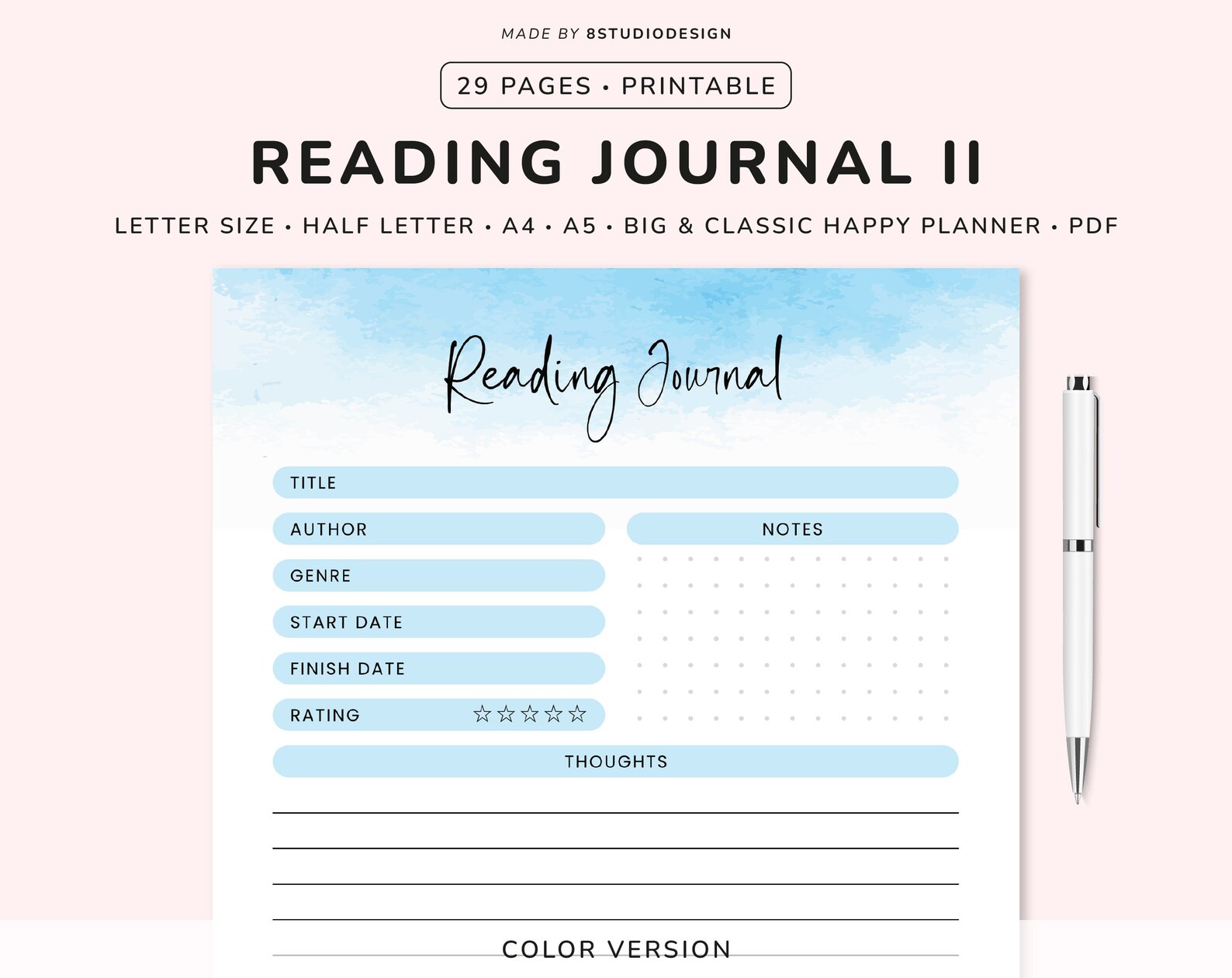 Reading Journal - Planner Printable, Reading Log, Reading Tracker ...