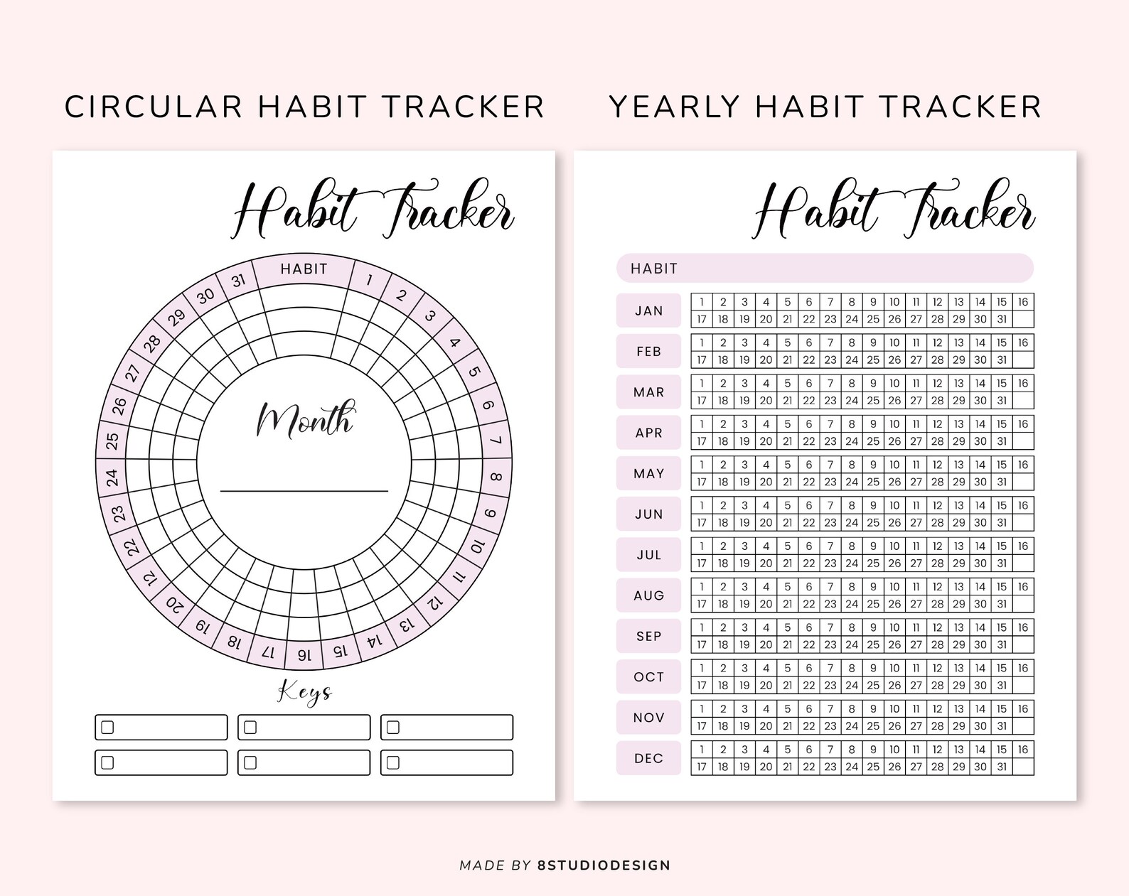 Habit Tracker Journal Planner Printable, Month Habit Tracker, Habit ...