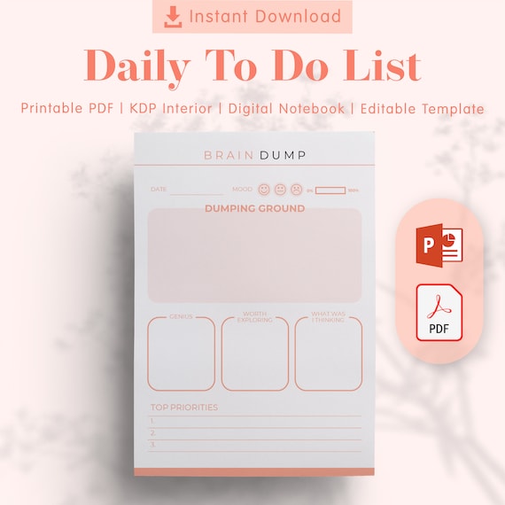 Daily to Do List Planner Template KDP Interiors Editable - Etsy