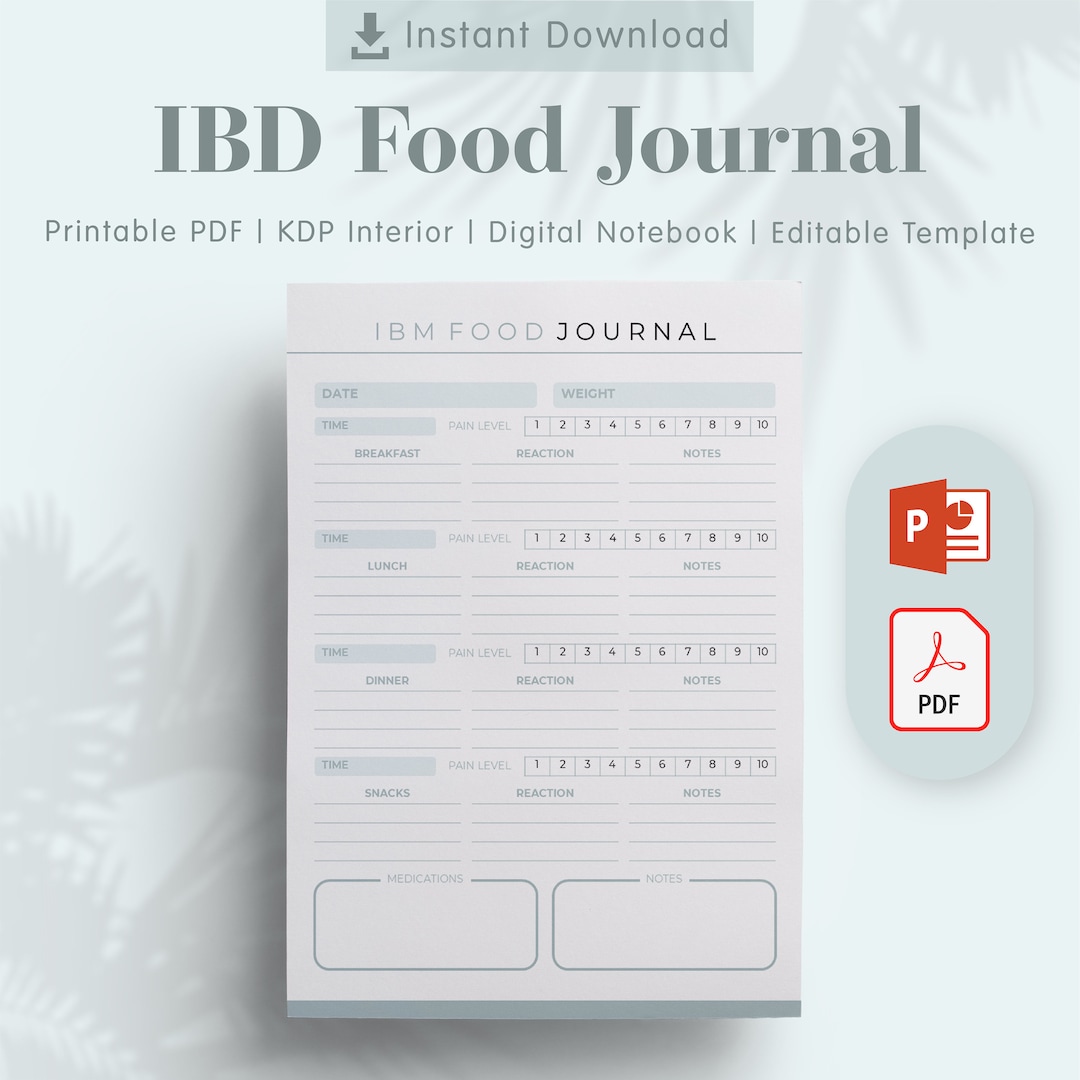 IBD Food Journal Planner Template - KDP Interiors Editable, Printable ...