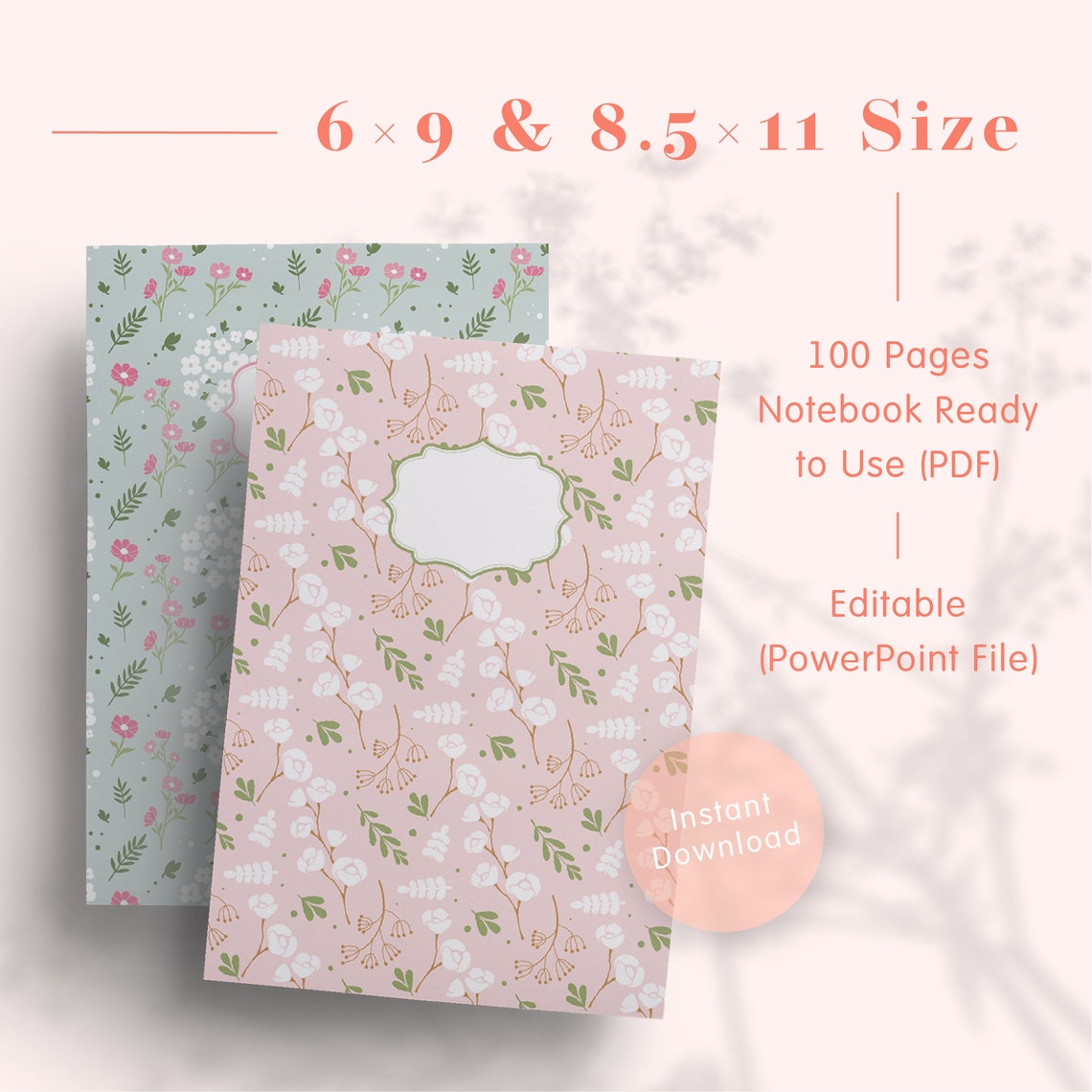 Paperback Book Cover 1 | 6x9+8.5x11 100pages | Digital Pattern Notebook ...