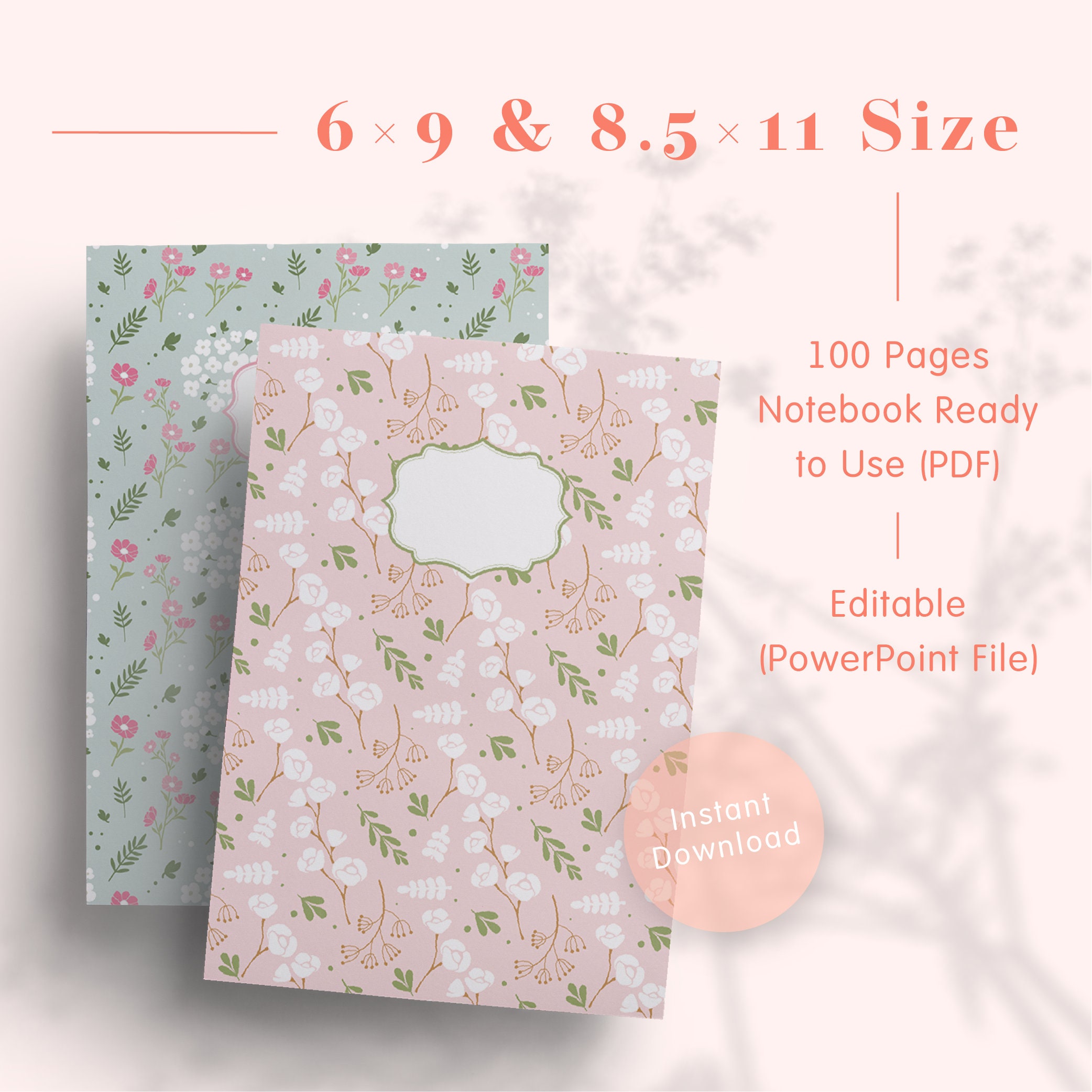 Paperback Book Cover 1 | 6x9+8.5x11 100pages | Digital Pattern Notebook ...