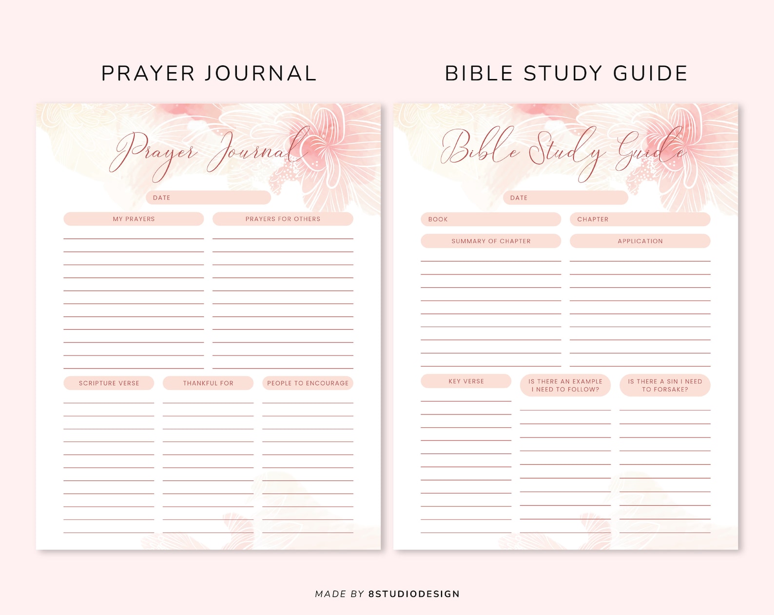 Bible Study Planner Template - Planner Printable, Prayer Journal ...