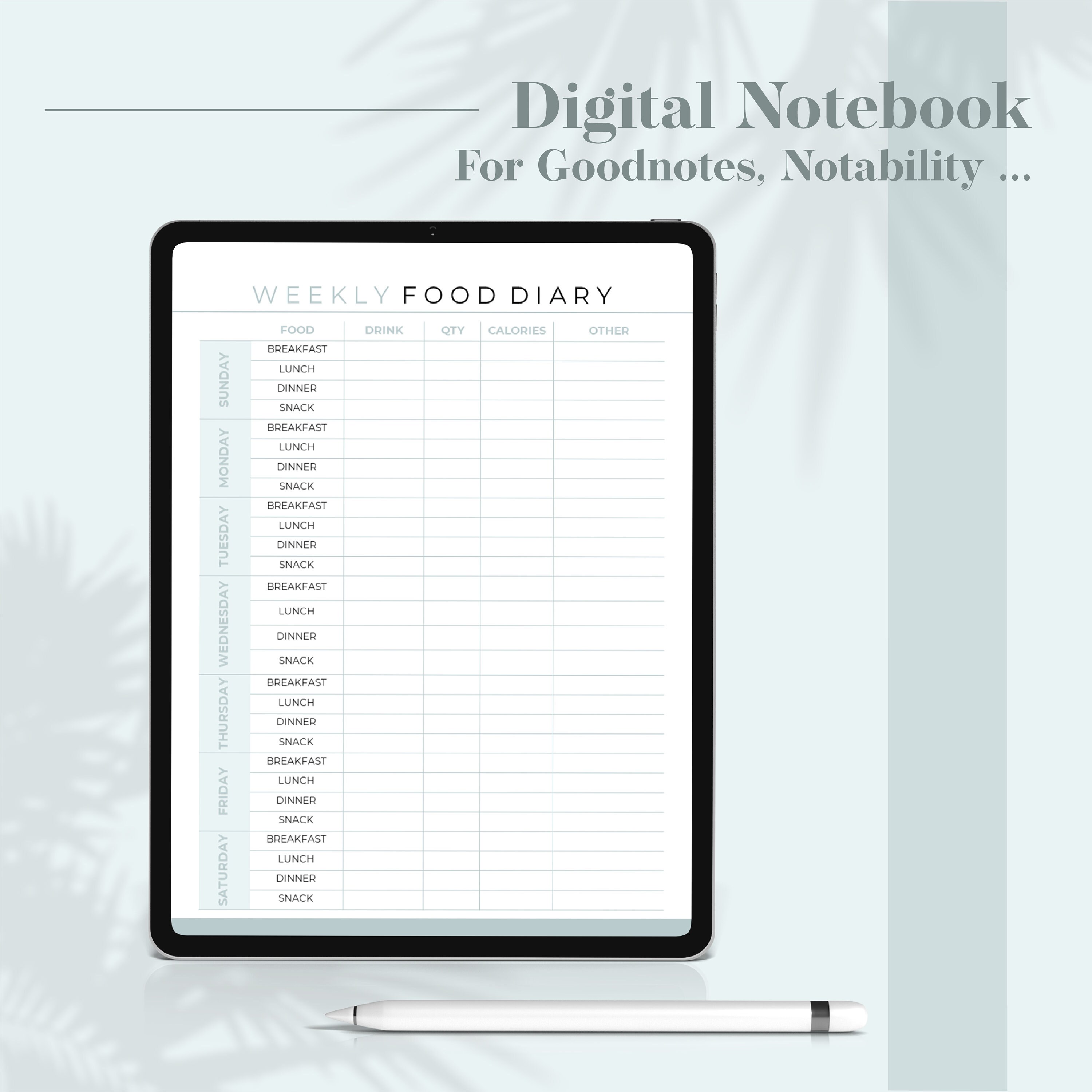 Weekly Food Diary Printable Template KDP Interiors Editable, Printable ...