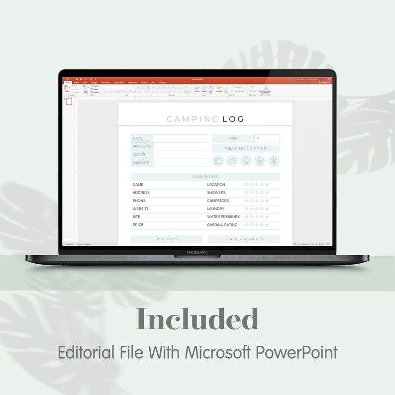 Camping Log Planner Template KDP Interiors Editable, Printable PDF ...