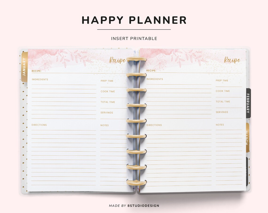 Recipe Planner Printable Recipe Card Recipe Template - Etsy