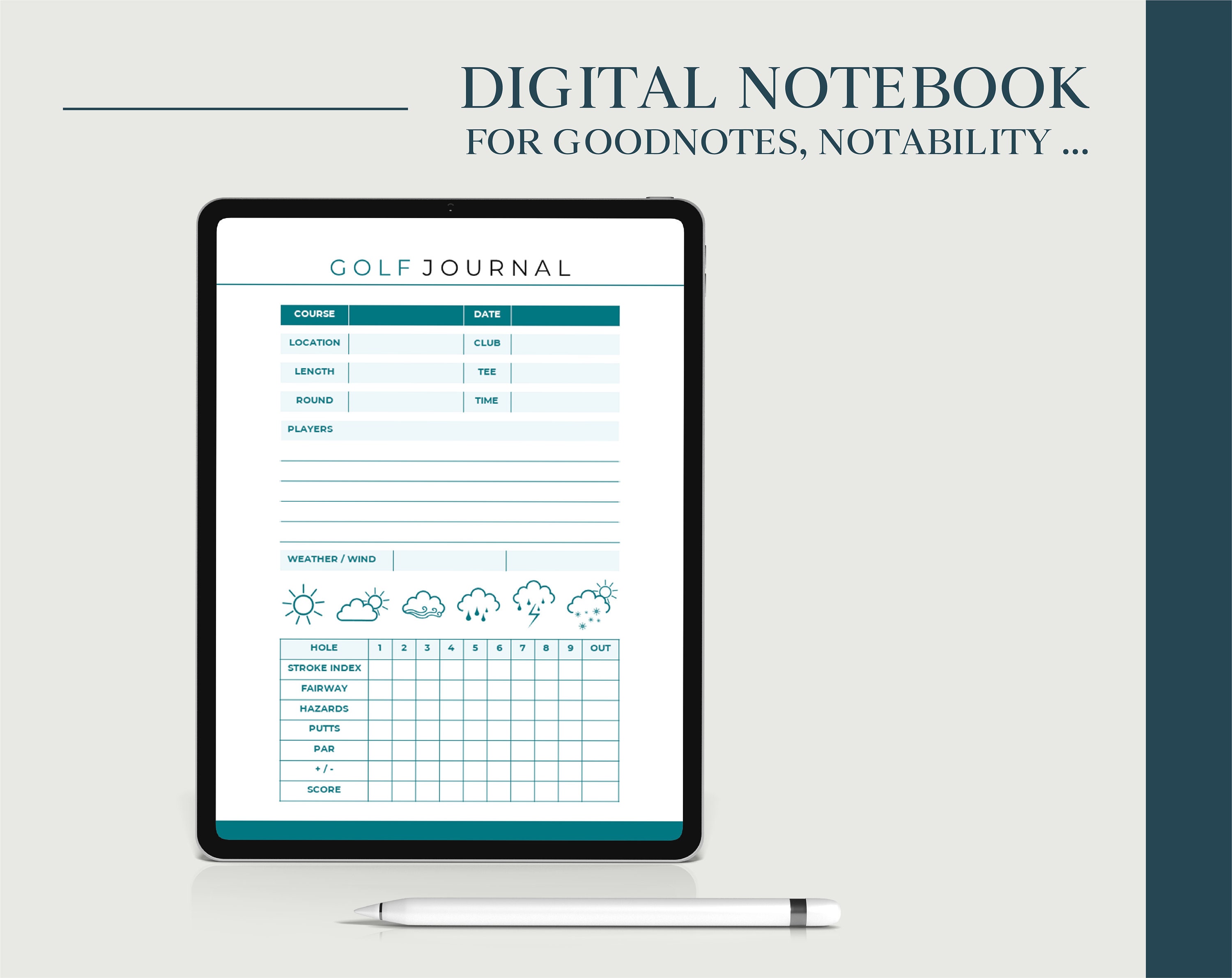 Golf Journal Planner Template - KDP Interiors Editable, Printable PDF ...