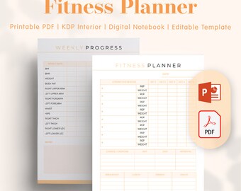 Fitness Planner Template KDP Interiors Editable Printable - Etsy