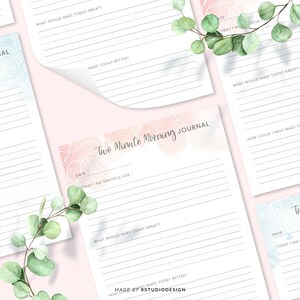 Two Minute Morning Journal - Planner Printable, Gratitude Journal ...