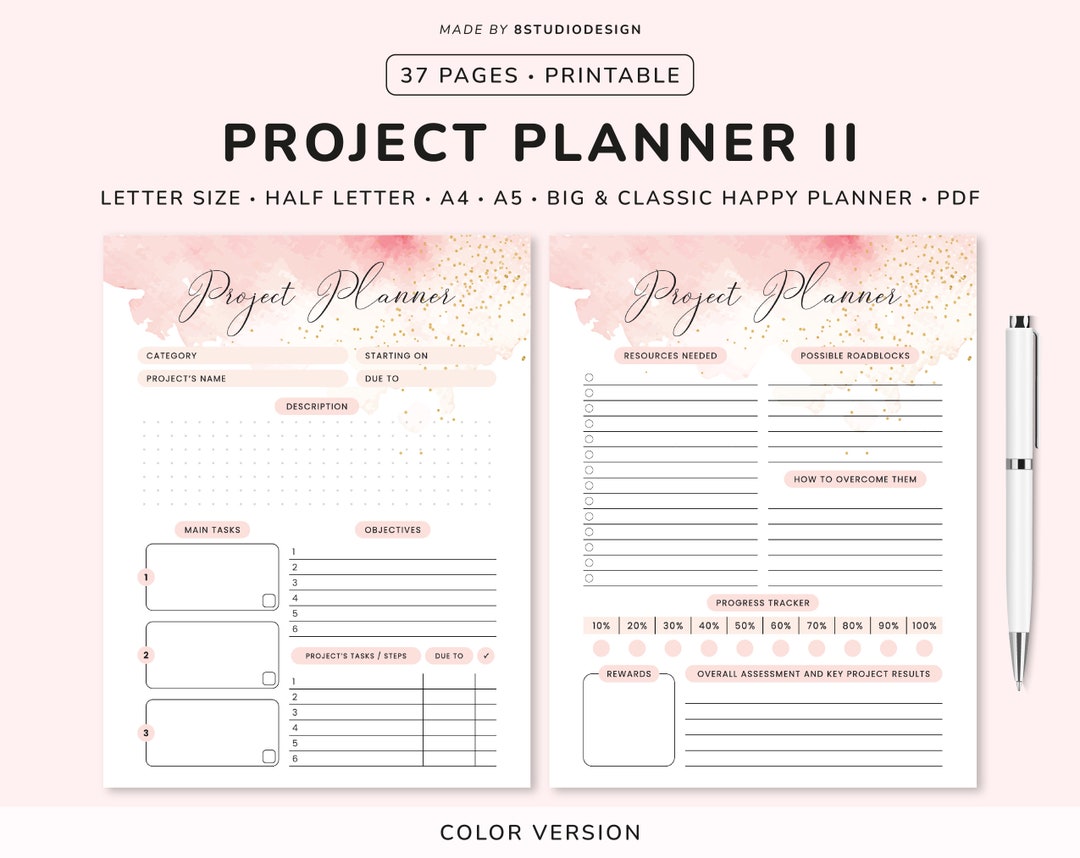 Project Planner Printable - Productivity Planner, Project Management ...