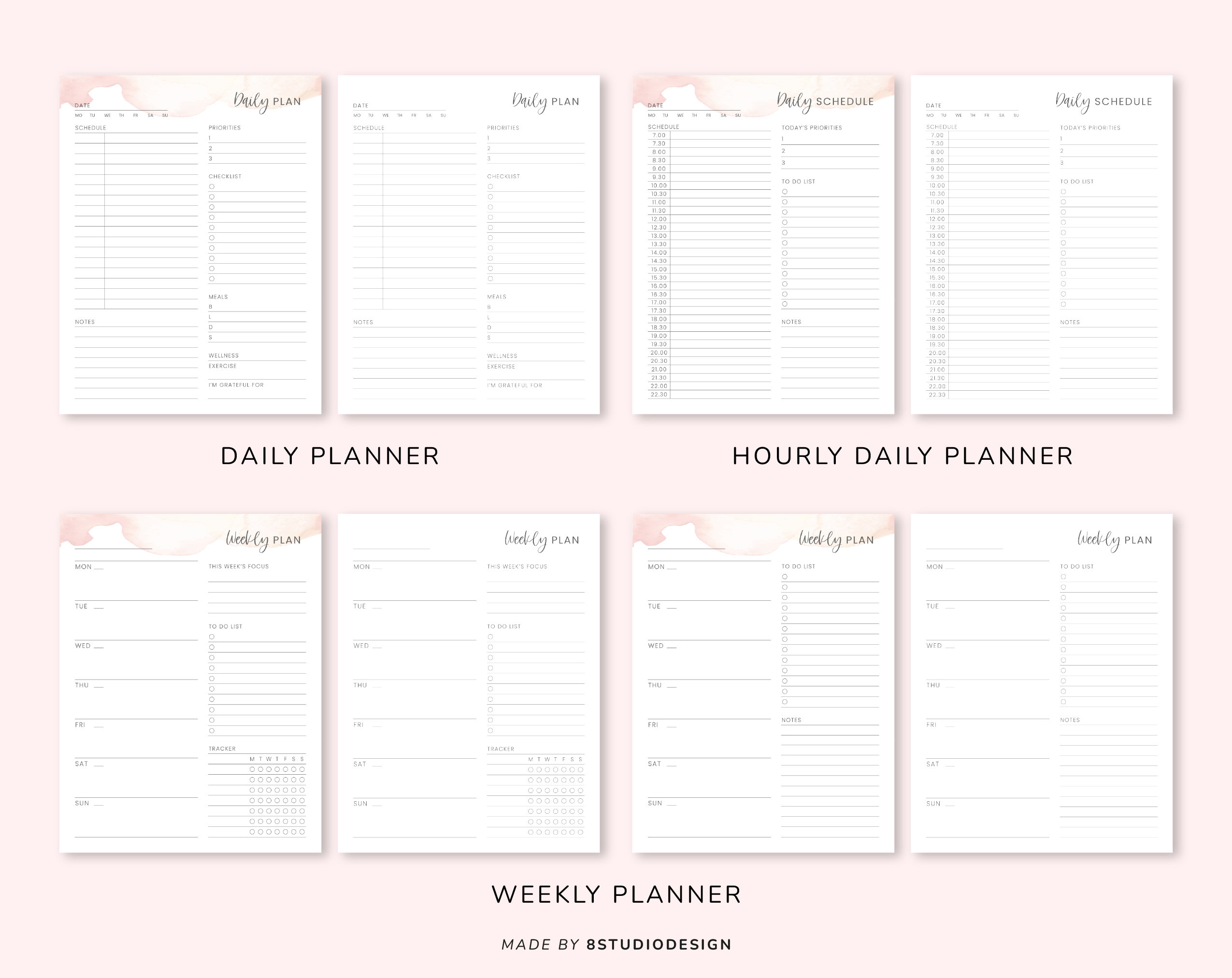 Productivity Planner Printable Daily Weekly Monthly Planner BUNDLE ...