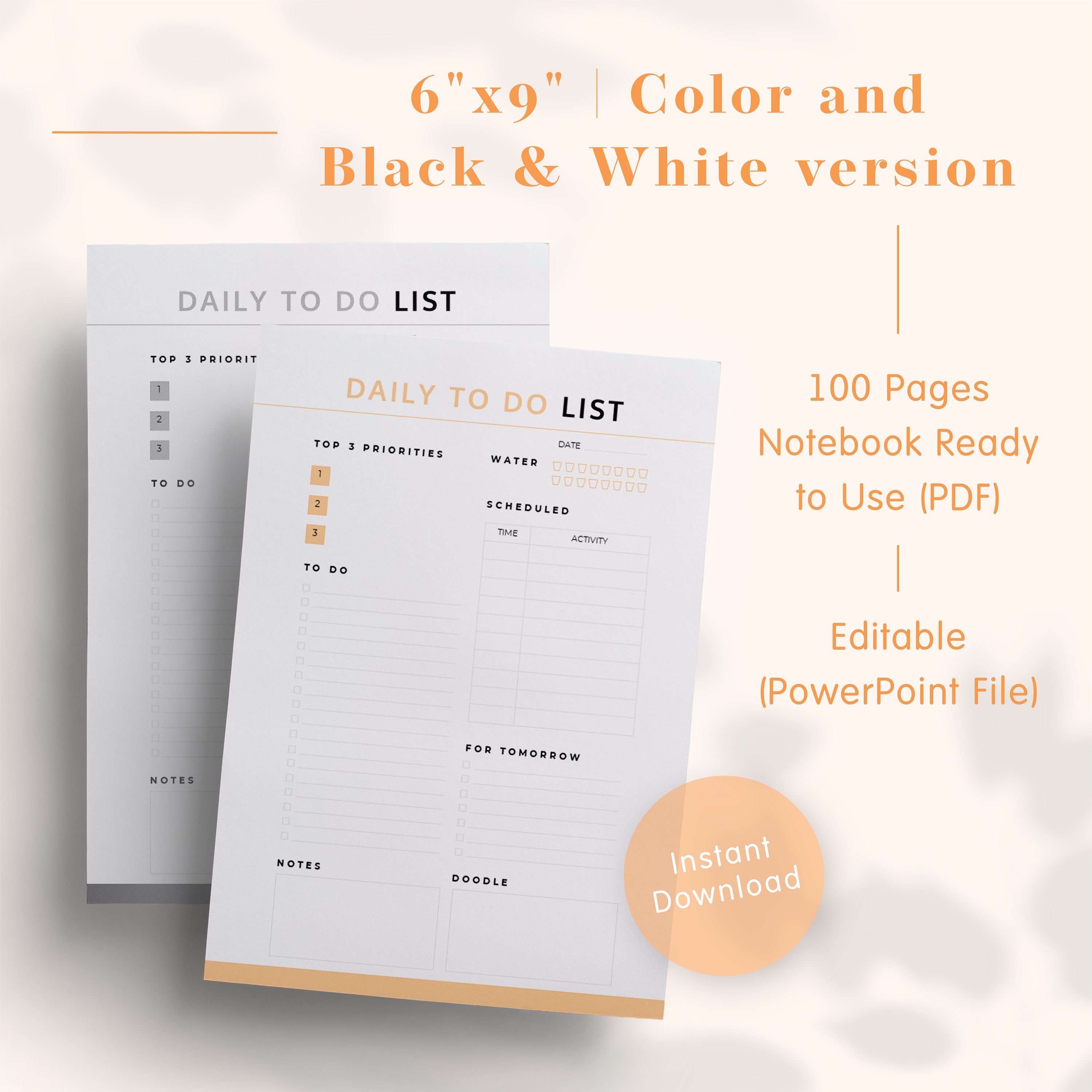 Daily to Do List Printable Template - KDP Interiors Editable, Printable ...